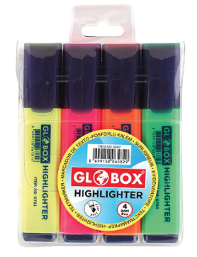 SURLIGNEURS GLOBOX POCHETTE DE 4 - Papeterie-Maroc.com Votre fourniture à prix d'usine