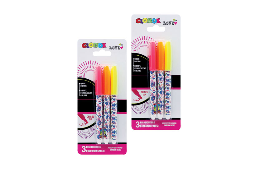 STYLO FLUORESCENT GLOBOX POCHETTE DE 3 - Papeterie-Maroc.com Votre ...